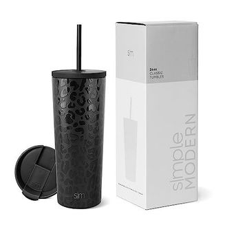 Simple Modern Verre Thermique avec Paille et Couvercle| Tasse &agrave; Caf&eacute;, Bouteille dEau R&eacute;utilisable en Acier Inoxydable | Cadeaux pour Femmes et Hommes | Classic Coll