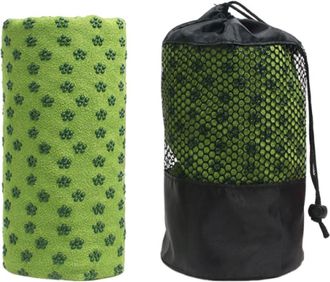 Generic Yogamatten-Handtuch mit Netztasche, rutschfest, schwei&szlig;absorbierend, Hot-Yoga-Handtuch (gr&uuml;n)