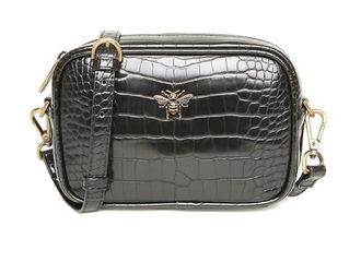 Alice Wheeler Mini sac à bandoulière en cuir végétalien abeille, Noir/croco, One Size