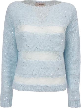 Ermanno Scervino Femme, Pulls, Bleu, Taille: 34 FR Maille ras du cou