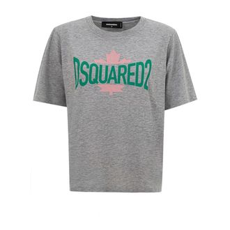 Dsquared2 Graues Baumwoll-T-Shirt - - Tops - Damen - Grau - S