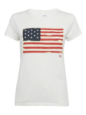 Polo Ralph Lauren t-shirt &agrave; drapeau appliqu&eacute; - Blanc