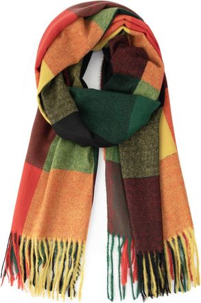 Glamexx24 Damen Winter Schal: Kariert, Fashion: Damen Winter Schal, Strickset Schal &uuml;bergro&szlig;er Quadratisch Deckenschal Halstuch Streifen Muster Fransen Poncho, 