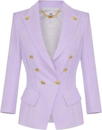 Elisabetta Franchi Femme, Vestes, Violet, Taille: 44 FR Double crepe stretch blazer