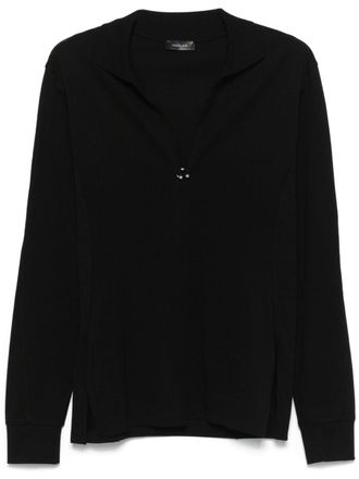 MUGLER polo &agrave; d&eacute;tails de piercings - Noir