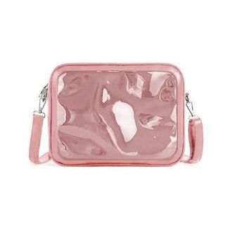 Generic Sac &agrave; bandouli&egrave;re transparent en PVC pour femme, sac &agrave; bandouli&egrave;re avec fermeture &eacute;clair, sac &agrave; main portable pour petits articles de voyage, rose, 1