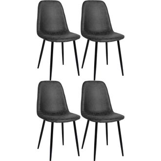 Clp Set 4 chaises de salle &agrave; manger napier noir, faux cuir