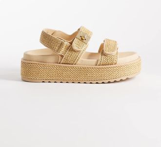 Steve Madden Bigmona - Sandales plateforme en raphia - Naturel-Neutre