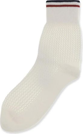 Brunello Cucinelli Femme, Sous-v&ecirc;tements, Blanc, Taille: 42 FR Chaussettes en maille c&ocirc;tel&eacute;e de coton