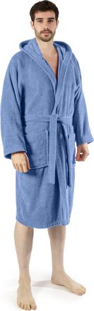 Caleffi Bademantel Herren - Bademantel aus Baumwoll-Frottee - Bademantel f&uuml;r Herren Frottee mit Kapuze - weich und saugf&auml;hig, schnell trocknend