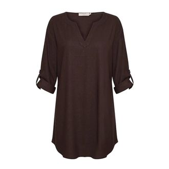 Cream Tunique D&eacute;contract&eacute;e avec Col en V - Femme - Blouses et Chemises - Brun - Taille: 40 FR