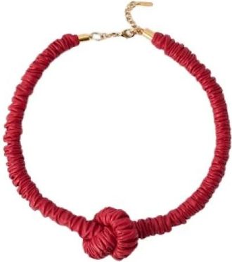 Malababa Femme, Accessoires, Rouge, Taille: ONE Size Short Tubular Leather Necklace