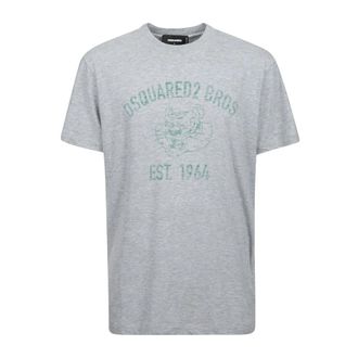 Dsquared2 Vintage-Stil Bedrucktes T-Shirt - - Tops - Herren - Grau - M