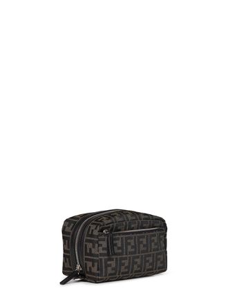 Fendi Double-Zip Woven Jacquard Clutch - Brown