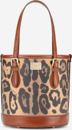 Dolce & Gabbana Beuteltasche Klein Aus Crespo Im Leoprint Mit Logoplakette - Frau Clutches Mini Und Micro Bags Mehrfarbig Onesize