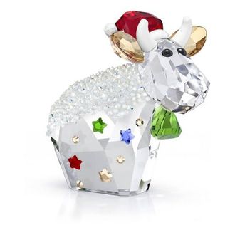 Swarovski D&eacute;coration, Mo la Vache, F&ecirc;tes &Eacute;dition Annuelle 2025, en Cristal &agrave; 404 facettes, avec Crystal Rocks et d&eacute;tails Rouge, Vert, Bleu et dor&eacute;