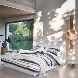 Marc O'Polo Halbleinen Bettw&auml;sche Osi Duvet I Gr&ouml;&szlig;e 200x220 2 80x80 cm I Farbe Blue