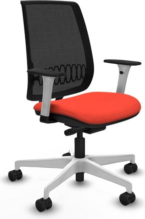 Piqueras y Crespo B&uuml;rostuhl in Orange mit wei&szlig;en und schwarzen Armlehnen, h&ouml;henverstellbare Lendenwirbelst&uuml;tze, ausgestattet mit Syncro/Traslack und injiziertem Schaums