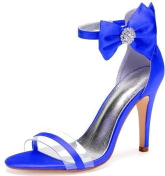 Generic Sandales &Agrave; Talons Hauts Femmes Chaussures De Mariage Sexy Mari&eacute;e Open Toe Stylet Et&eacute; Talon Soir&eacute;e Chaussures 10.5Cm,Bleu,42 EU
