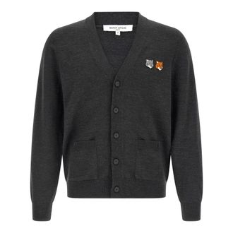 Maison Kitsun&eacute; Homme, Pulls, Gris, Taille: S Double Fox Head Regular Cardigan