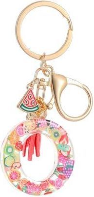 Generic Porte-cl&eacute;s en r&eacute;sine avec 26 lettres et pampille past&egrave;que Sifflet cr&eacute;atif Dragonne, o, taille unique