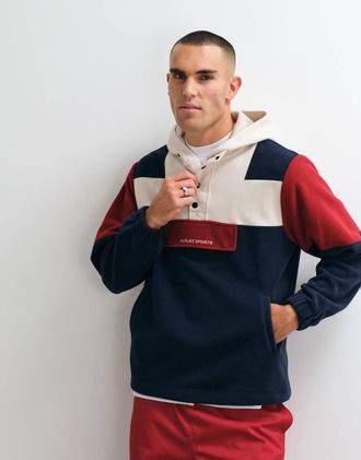 Parlez Clothing Boulder Colourblock Fleece mit halber Knopfleiste in Multi