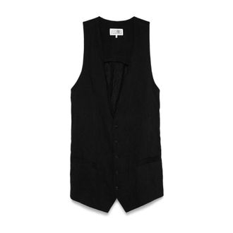 Maison Margiela Schwarze Wollweste mit tiefem Ausschnitt - - Jackets - Damen - Schwarzk - S