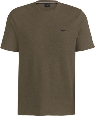 BOSS Kurzarmshirt Waffle T-Shirt mit Logo-Stickerei auf der Vorderseite