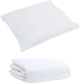 vidaXL Sommerdecke mit Kissen 2 pcs Weiß Daunenfeder vidaXL