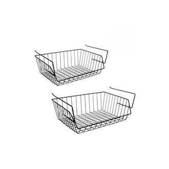 MSV 2er Set Aufbewahrungsk&ouml;rbe unter Regal 40 x 27 x 17,5 cm aus Stahl schwarz matt