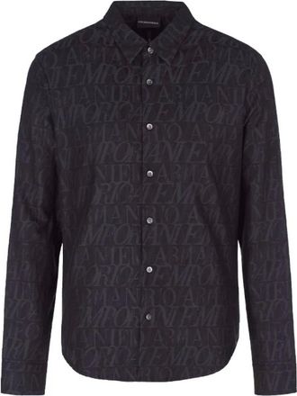 Armani Homme, Chemises, Noir, Taille: S Chemise noire à manches longues, coupe slim