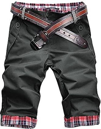 Onsoyours Homme Shorts Cargo Pantacourt Coton Multi Poches Loisirs 3/4 Short Slim Fit Casual Bermuda Chino Pantalon Court Eté B Gris Medium