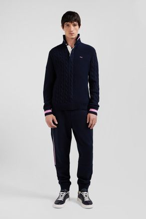 Eden Park Pull Col Maillot En Coton Bleu Marine Coupe Regular