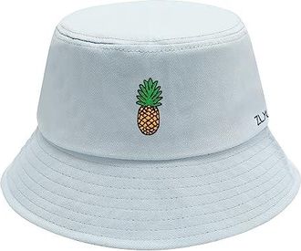 ZLYC Chapeau de p&ecirc;cheur brod&eacute; Unisexe &agrave; la Mode Chapeau d&eacute;t&eacute; Chapeau dext&eacute;rieur pour Adolescents, Ananas Bleu, Taille Unique