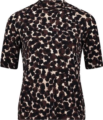Betty Barclay Damen Printshirt mit Stehkragen 44, Braun/Beige