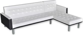 vidaXL Prolenta Premium Schlafsofa L-Form Kunstleder Wei&szlig;