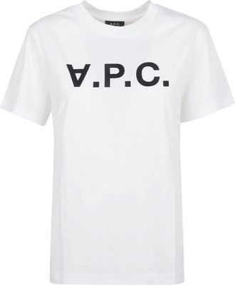 A.P.C. A.p.c., Homme, Tops, Blanc, Taille: XL T-shirt en coton avec logo