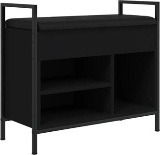 vidaXL Banc à chaussures noir 65,5x32x57,5 cm bois dingénierie