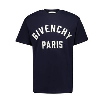 Givenchy Cotton Logo T-Shirt - - Tops - Herren - Blau - M