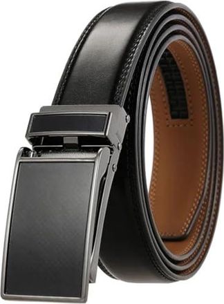 Generic Ceinture pour homme de 3 &agrave; 3,1 cm de largeur pour une tenue formelle professionnelle en cuir v&eacute;ritable avec boucle automatique, Noir 2, 120
