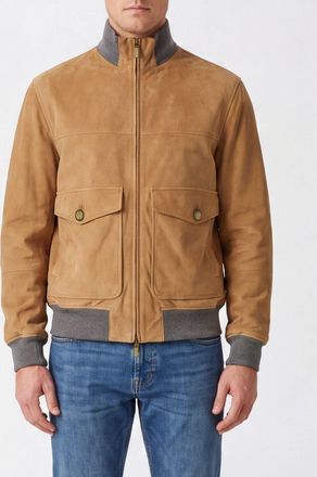 Brunello Cucinelli Bomberjacke aus Velours-Lammleder mit Stehkragen