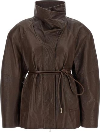 Sportmax Alaggio Lederjacke - - Jackets - Damen - Braun - XS