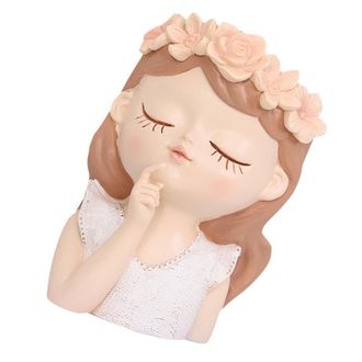 FOMIYES Kunstharz Blumentopf mit S&uuml;&szlig;em M&auml;dchenkopf f&uuml;r Sukkulenten 11X7,5X7,5cm Geeignet als Gartendeko und Pflanzgef&auml;&szlig; f&uuml;r Zimmerpflanzen