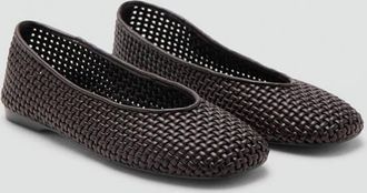 Mango Ballerine tress&eacute;e chocolat - Femme - 35 - MANGO