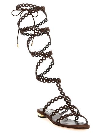 Aquazzura Womens Brown Goatskin Flat Sandals