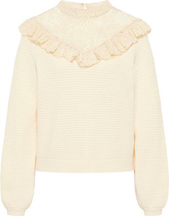 Faina Strickpullover Damen Wollwei&szlig;