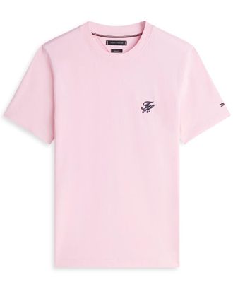Tommy Hilfiger Glattes T-Shirt aus Baumwolle mit Monogramm-Stickerei, Regular Fit in