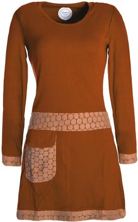 vishes Alternative Bekleidung - Damen Langarm Shirt Kleid Jersey Tunika Hippie Blumen sidebag orange 42-44
