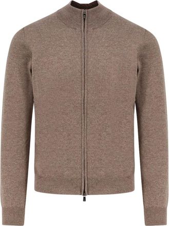 Corneliani Homme, Pulls, Beige, Taille: 5XL Cardigan c&ocirc;tel&eacute; avec fermeture &eacute;clair