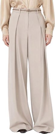 Max Mara High-Waist Wide-Leg Wool Trousers - Beige